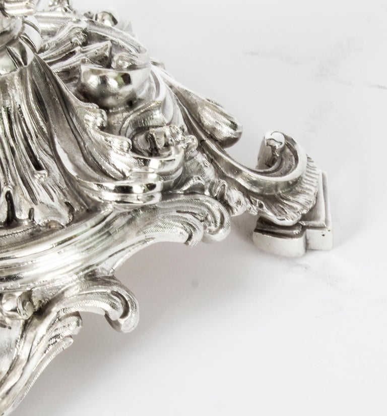 Antique Pair French Rococo Revival 7 Light Silver Plated Candelabra ...