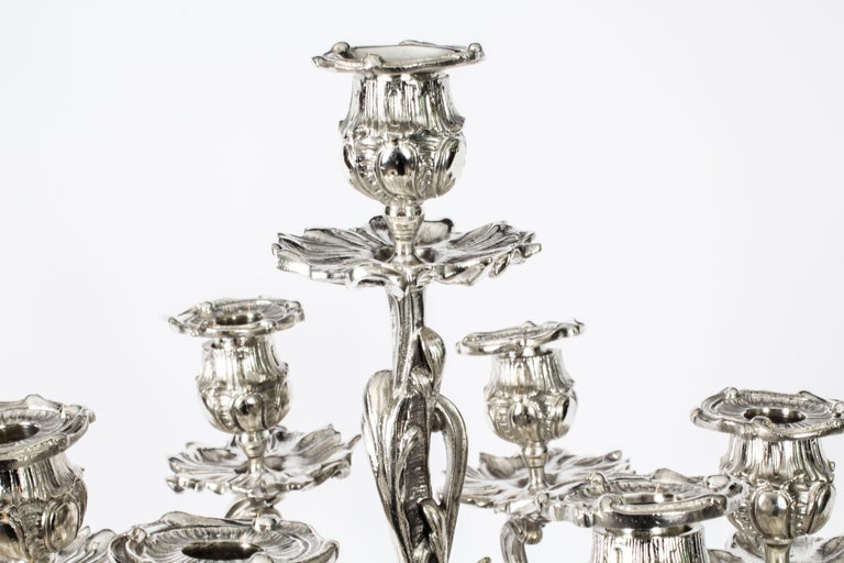 Antique Pair French Rococo Revival 7 Light Silver Plated Candelabra ...
