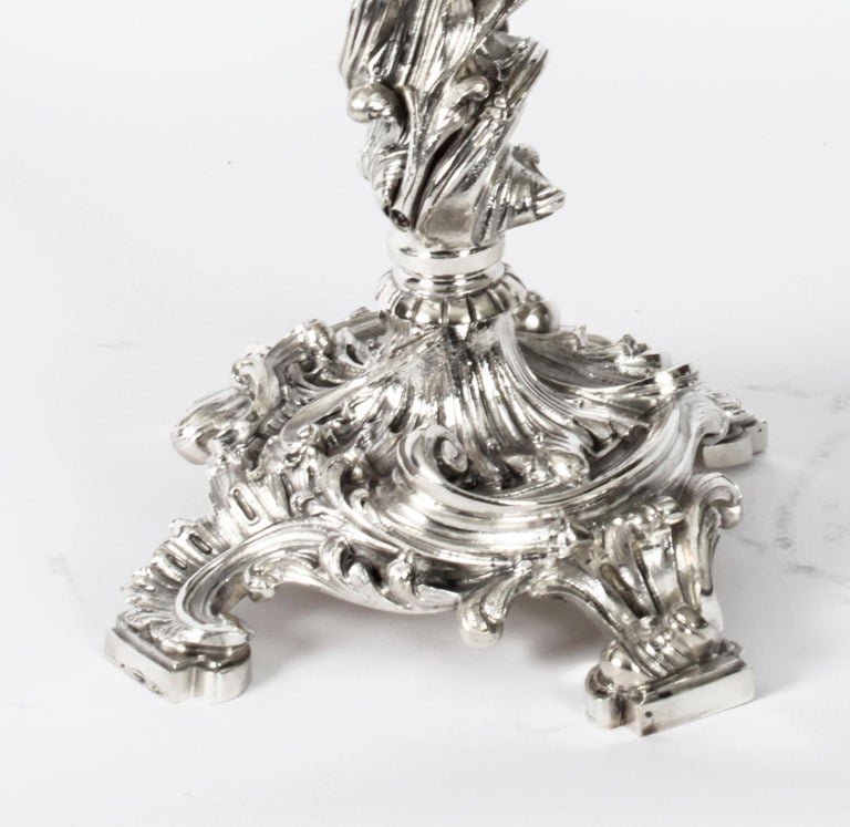 Antique Pair French Rococo Revival 7 Light Silver Plated Candelabra ...