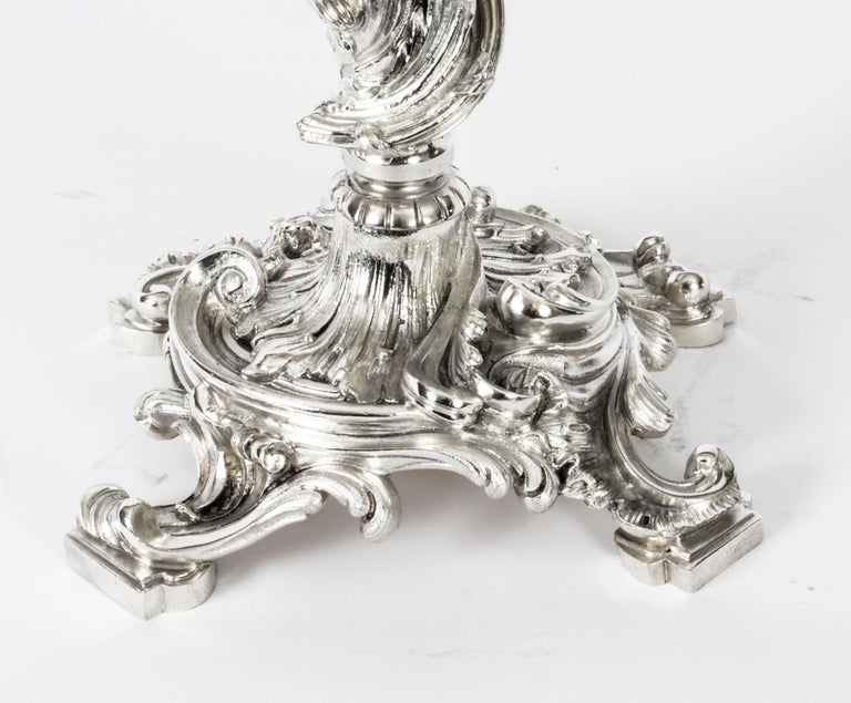 Antique Pair French Rococo Revival 7 Light Silver Plated Candelabra ...