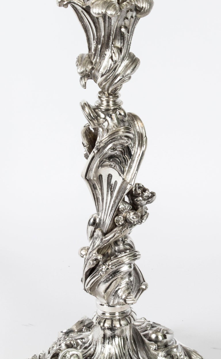 Antique Pair French Rococo Revival 7 Light Silver Plated Candelabra ...