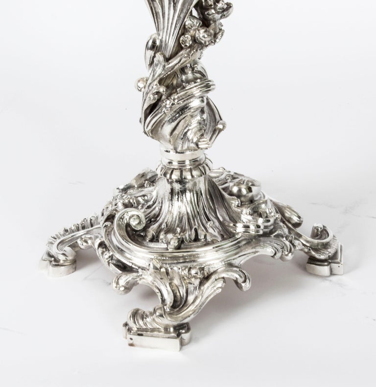 Antique Pair French Rococo Revival 7 Light Silver Plated Candelabra ...