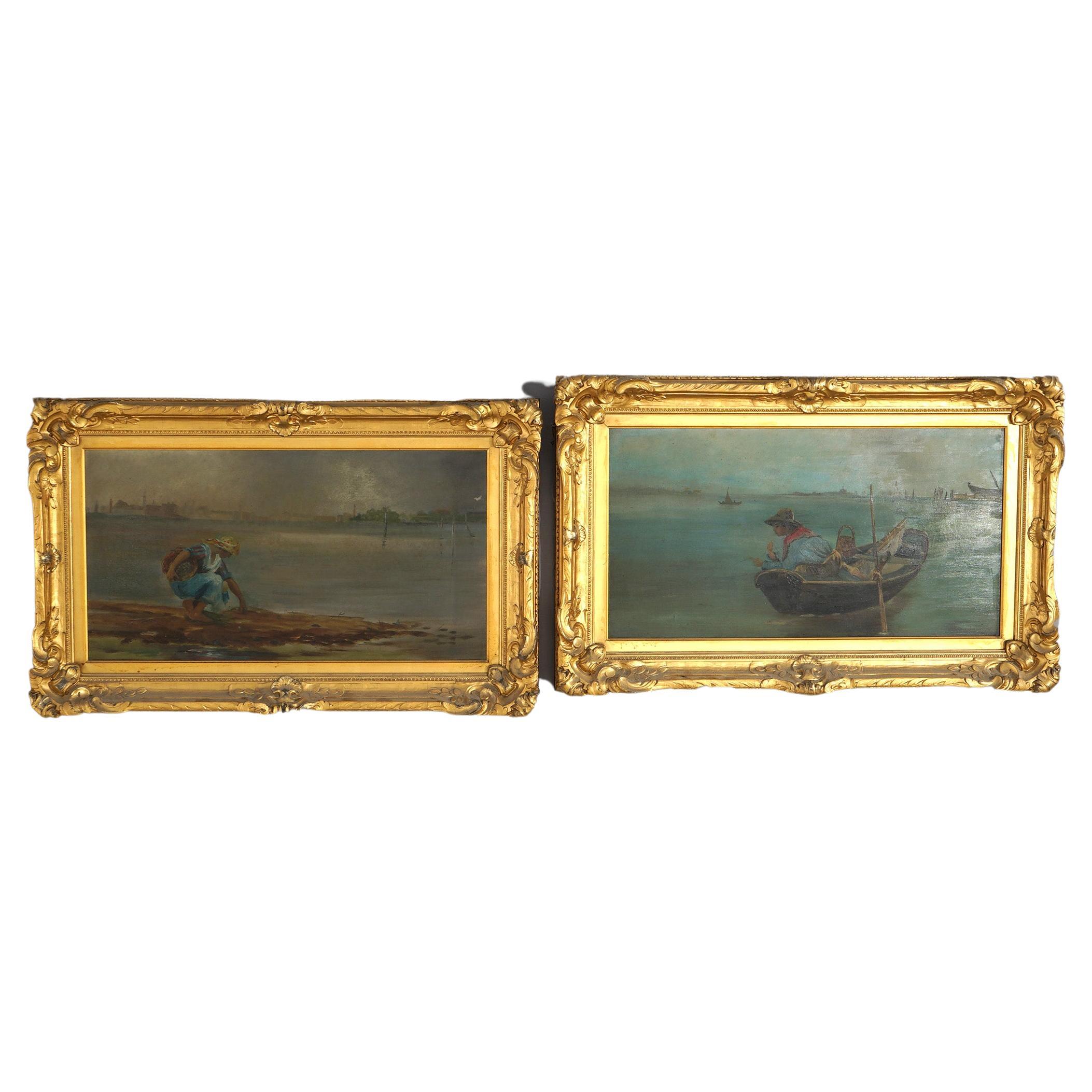 Pair of Italian Oil Paintings in Giltwood Frames by the Artist Pastori ...