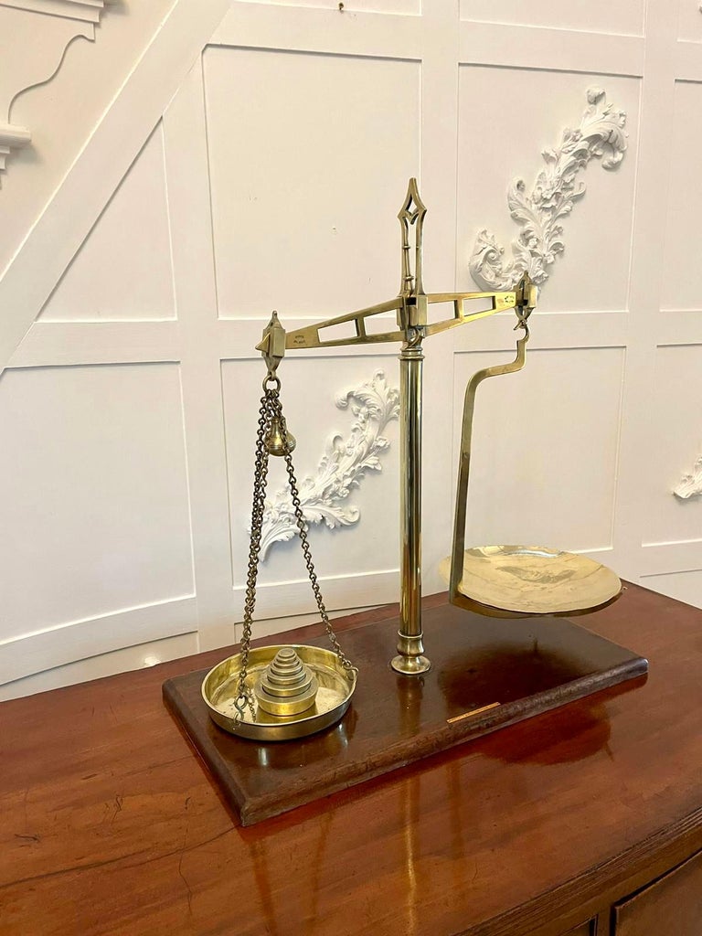 Antique Pair of 19th Century Brass Scales For Sale at 1stDibs