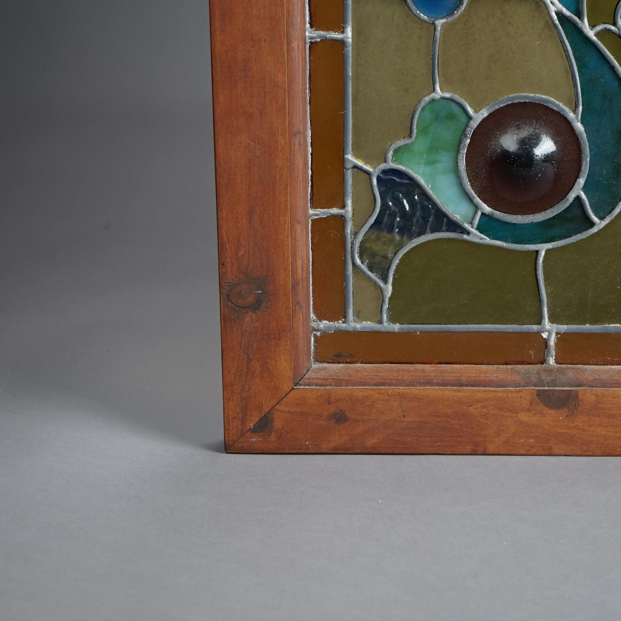 Antique Pair of Arts and Crafts Leaded, and Stained Glass Stylized ...