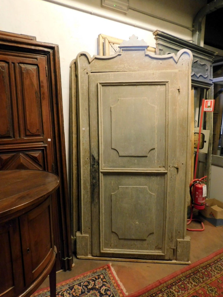 Antique Pair of Blue Lacquered Doors with Frame and Hat, 1700, Italy ...