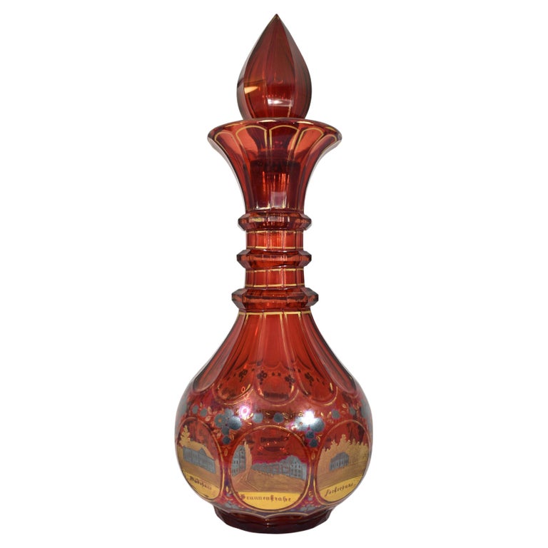 Antique Bohemian Ruby Red Cut Glass Set, 19th Century For Sale at 1stDibs