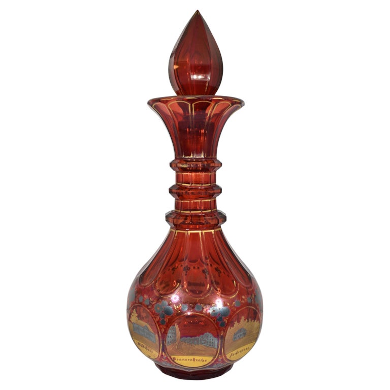 Antique Bohemian Ruby Red Cut Glass Set, 19th Century For Sale at 1stDibs