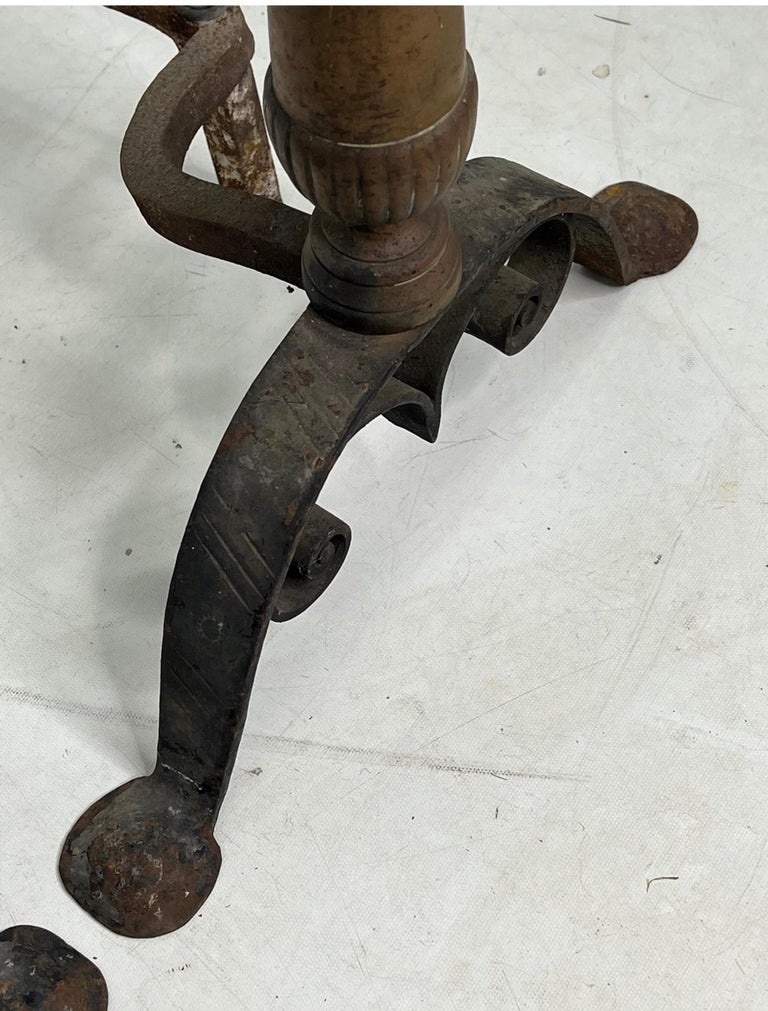 Antique Pair of Bronze and Iron Andirons For Sale at 1stDibs