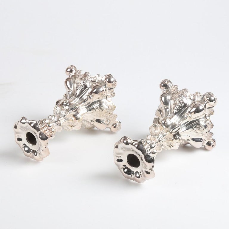 Antique Pair of Candle Holder Sterling Silver Rococo Style Candlesticks ...