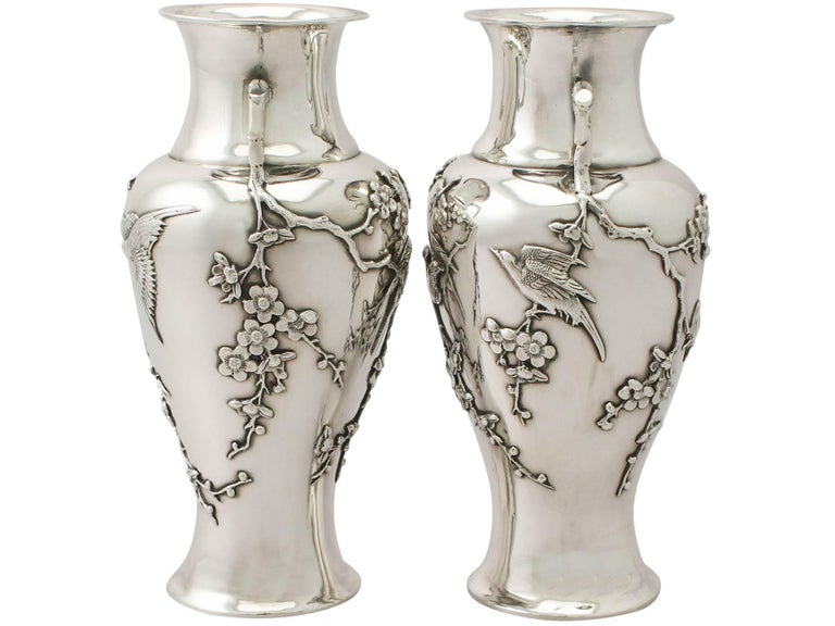 Antique Pair of Chinese Export Silver Vases, circa 1890 at 1stDibs ...