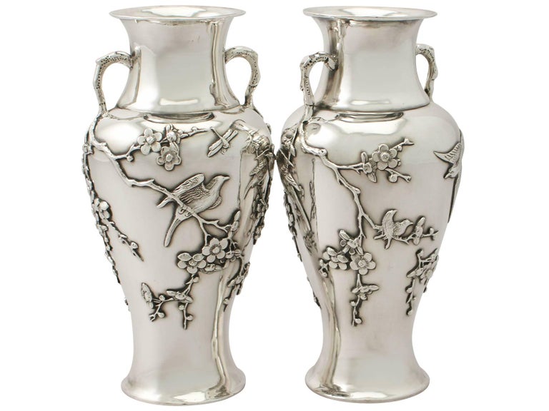 Antique Pair of Chinese Export Silver Vases, circa 1890 at 1stDibs ...