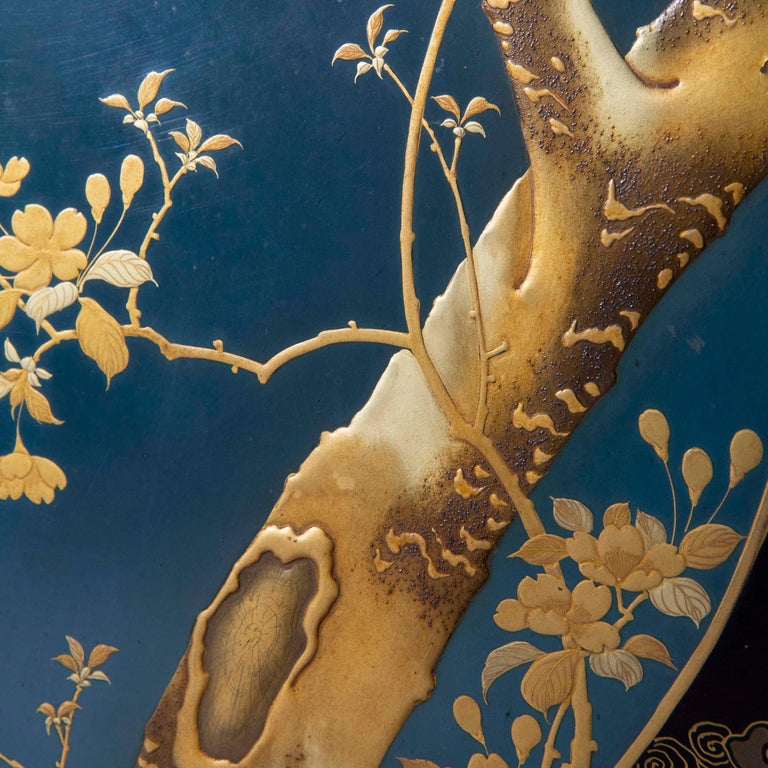 Antique Pair of Chinoiserie Lacquer Panels Pictures of Birds and Cherry ...