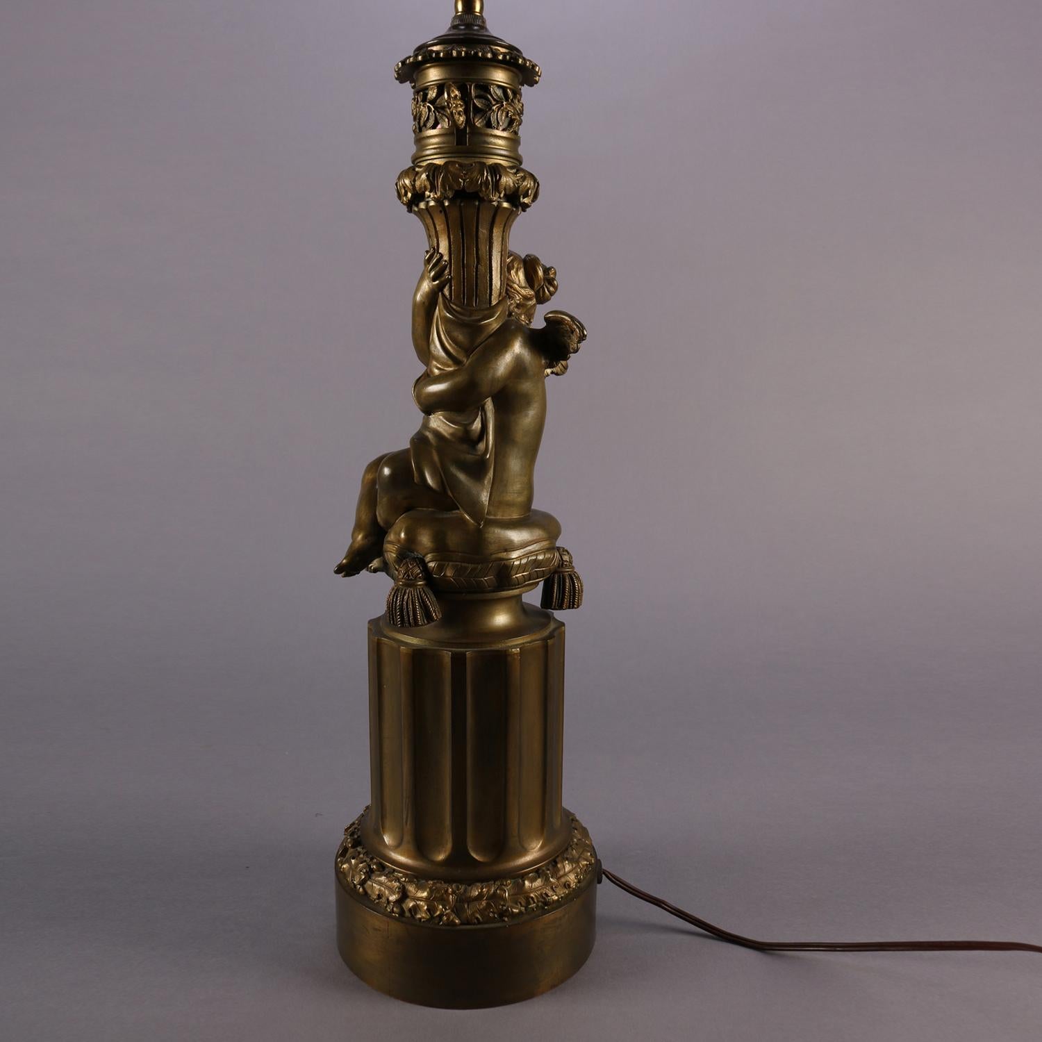 Antique Pair of Classical Bronzed Figural Cherub Dual Light Table Lamp ...