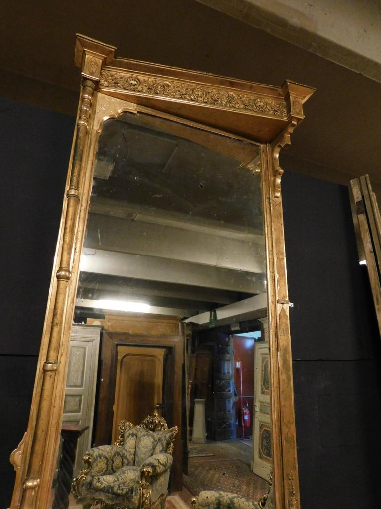 Antique Pair of Console Tables with Gothic Neogothic Mirror, Gold Wood ...