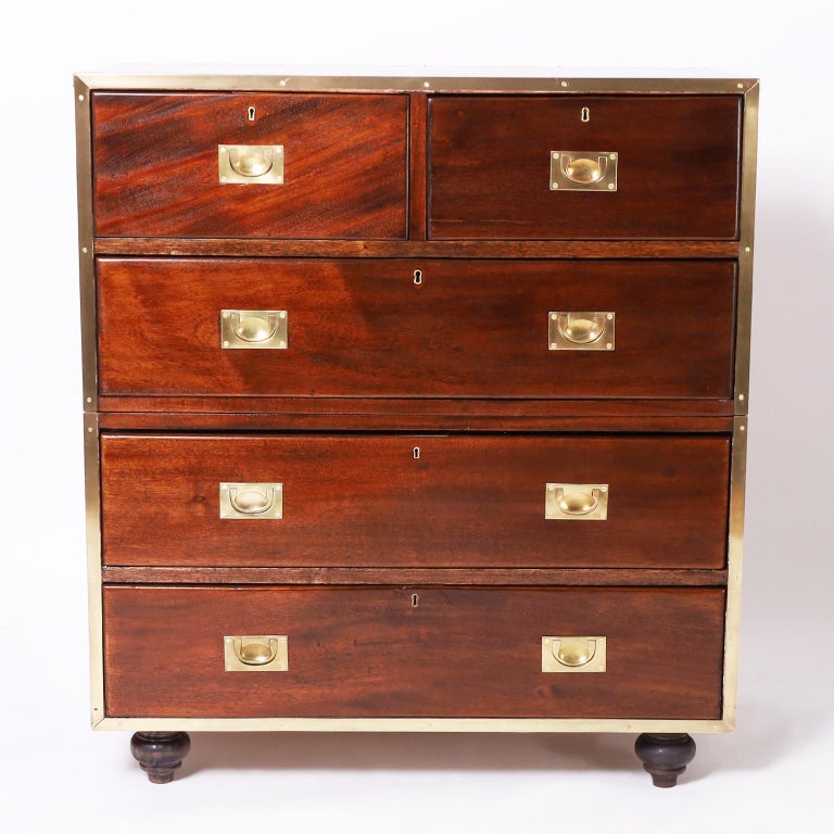 Antique Pair of English Campaign Chests For Sale at 1stDibs