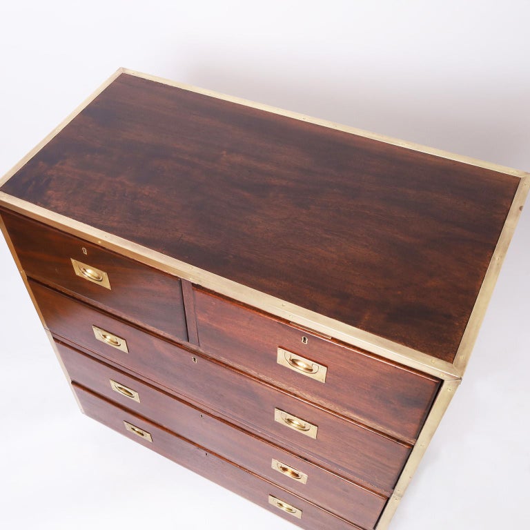 Antique Pair of English Campaign Chests For Sale at 1stDibs