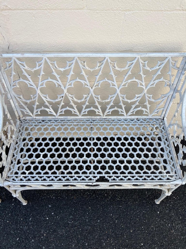 Antique Pair of English Coalbrookdale Style Iron Gothic Revival Garden ...