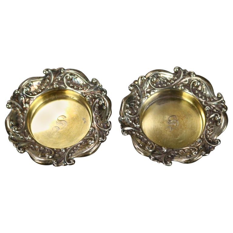 Antique Pair of English Sterling Silver Master Salt Dishes, Hallmarked ...