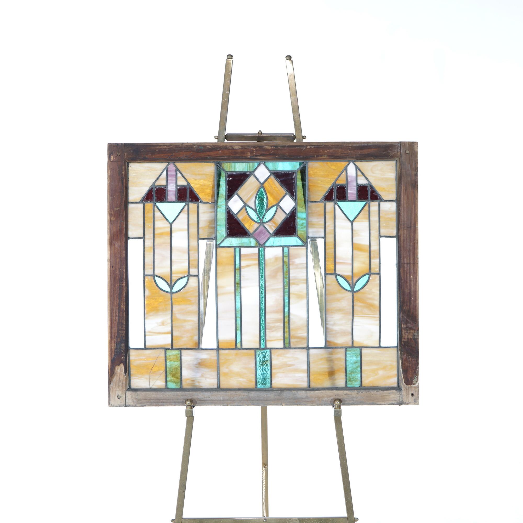 Antique Pair of Frank Loyd Wright Arts and Crafts Leaded and Stained ...