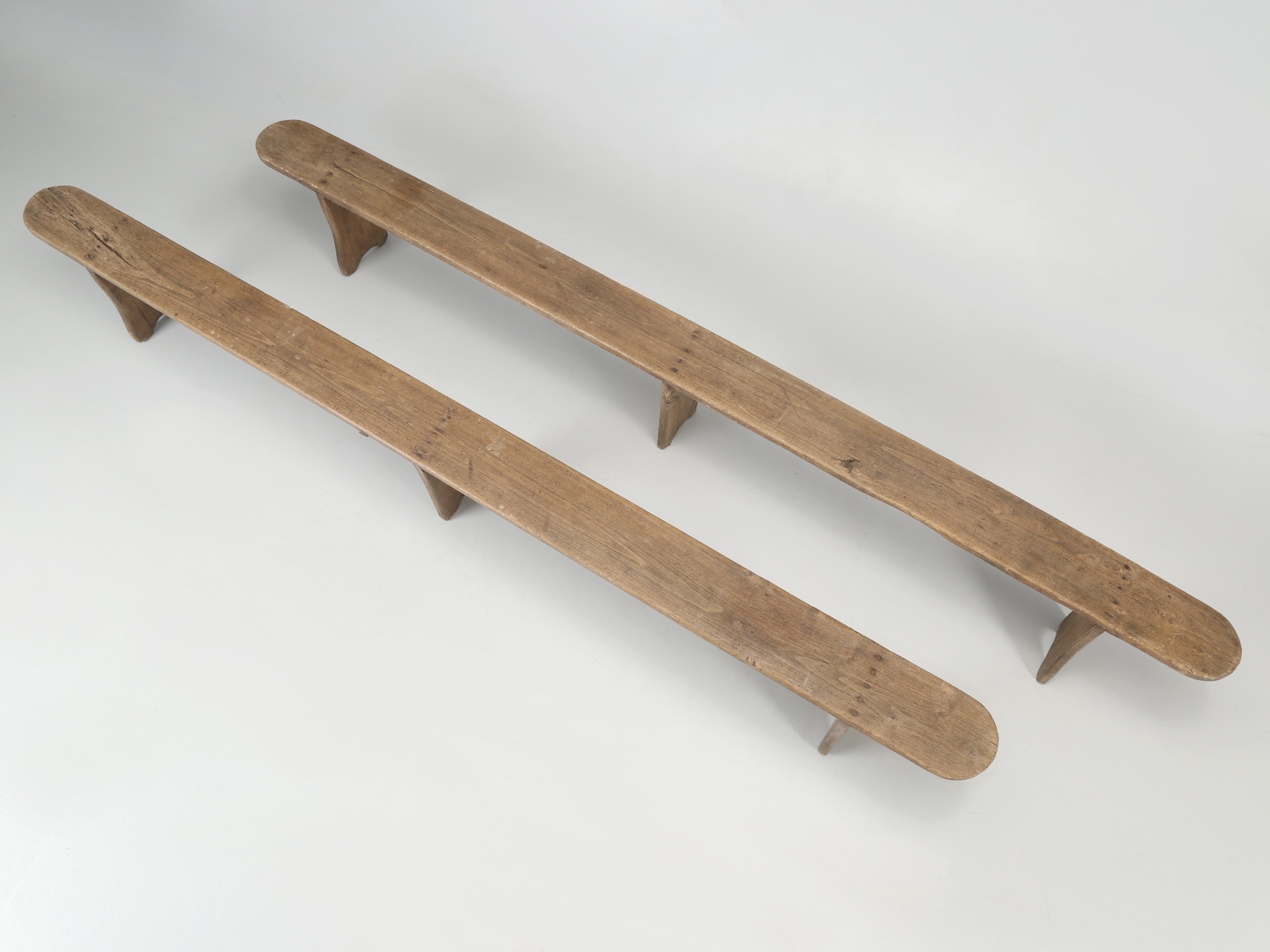 Antique Pair of French Farm House Table Benches in Oak Completely ...