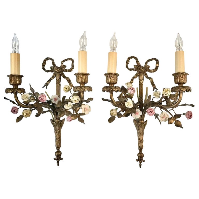 Antique Pair of French Louis XV Style Bronze Wall Sconces at 1stDibs ...