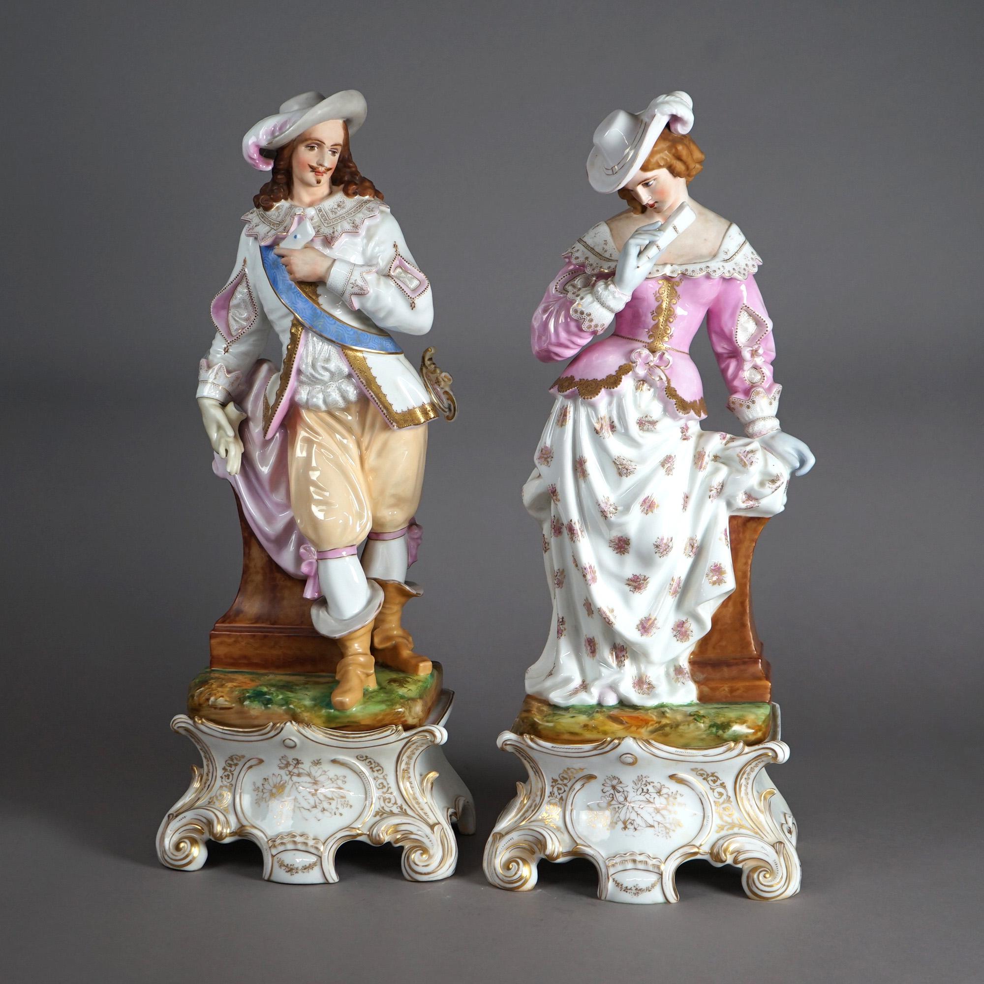 Antique Pair of French Porcelain Figural Statues and Plinths by G. R ...