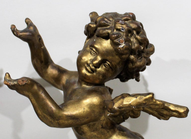 Antique Pair of Gilt Carved Wood Putti Figures at 1stDibs