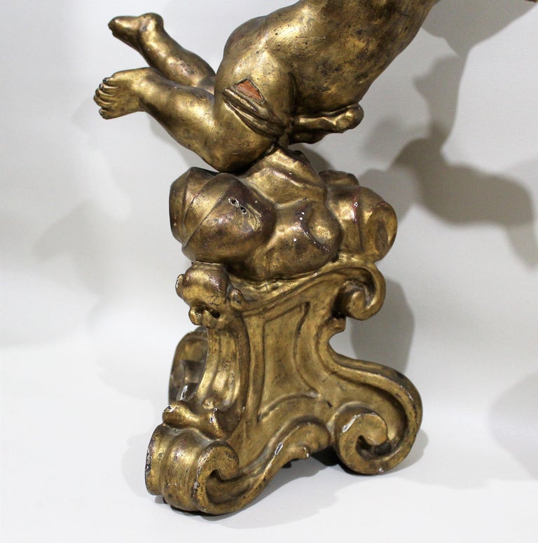 Antique Pair of Gilt Carved Wood Putti Figures at 1stDibs