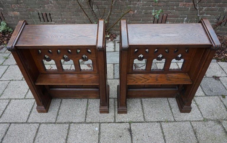 Pair of Hand Carved Gothic Revival Oak Church Lectern Desks with ...