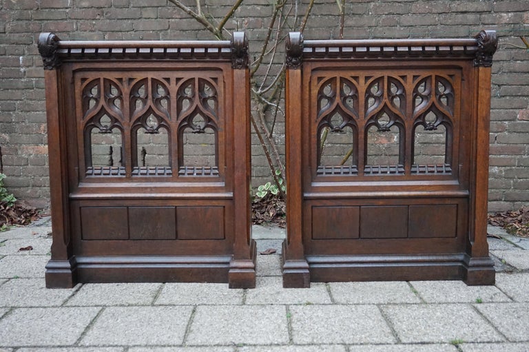 Pair of Hand Carved Gothic Revival Oak Church Lectern Desks with ...
