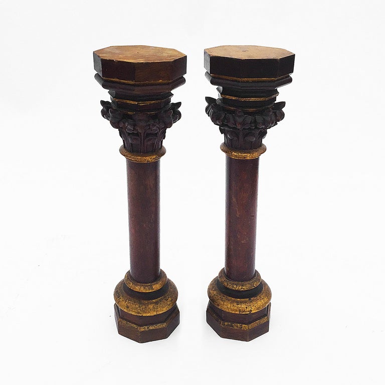 Antique Pair of Handcrafted Oak Gothic Flemish Church Columns For Sale ...