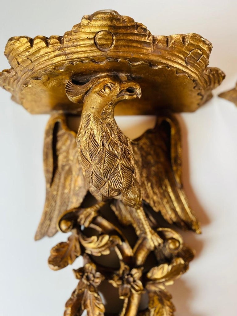 Antique Pair of Imperial Eagle Carved Wall Shelf Sconce Brackets at 1stDibs