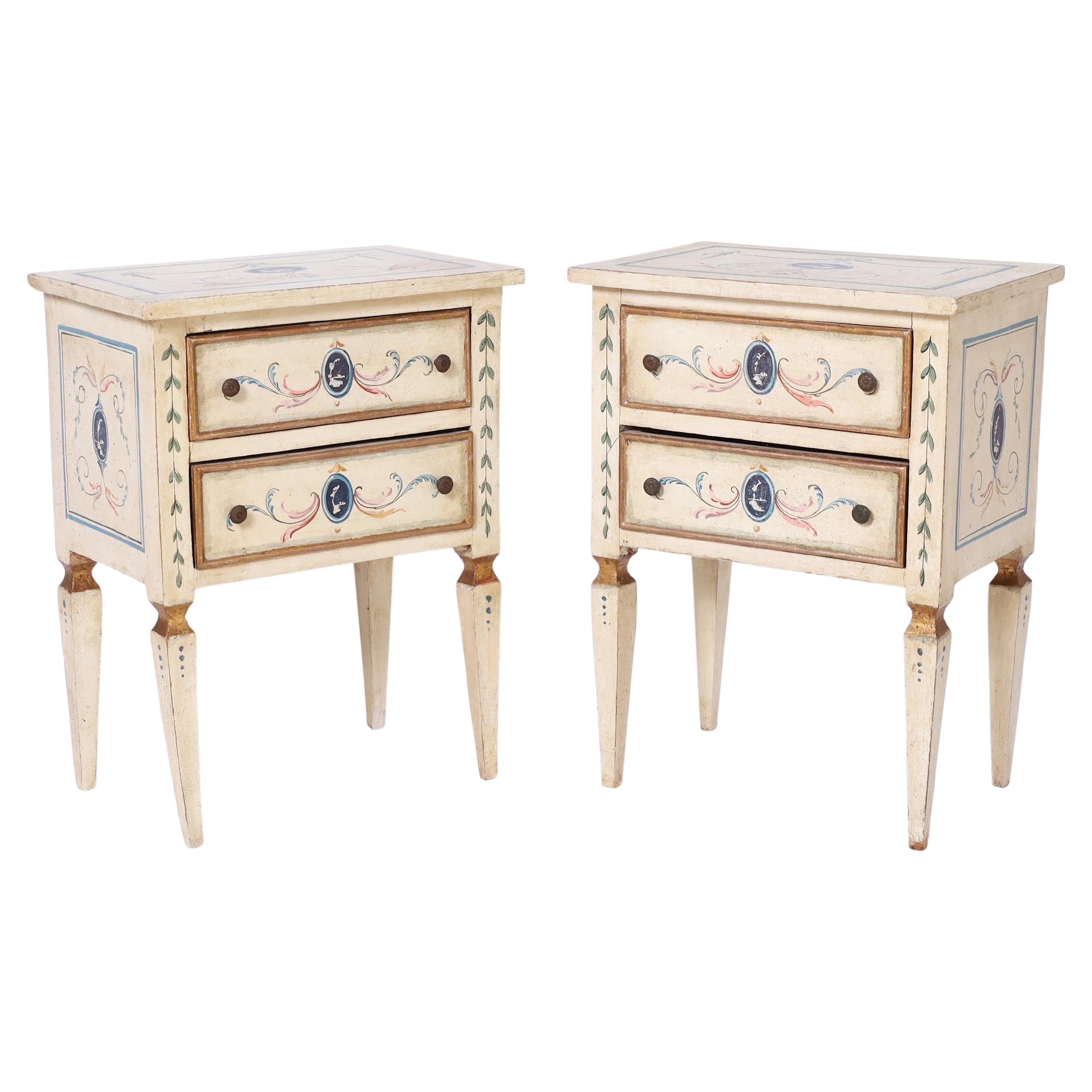 Antique Pair of Italian Neoclassic Painted Stands For Sale at 1stDibs