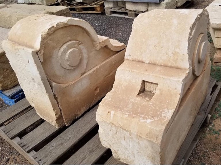 Antique Pair of Large Limestone Corbels, GE-0102 For Sale at 1stDibs