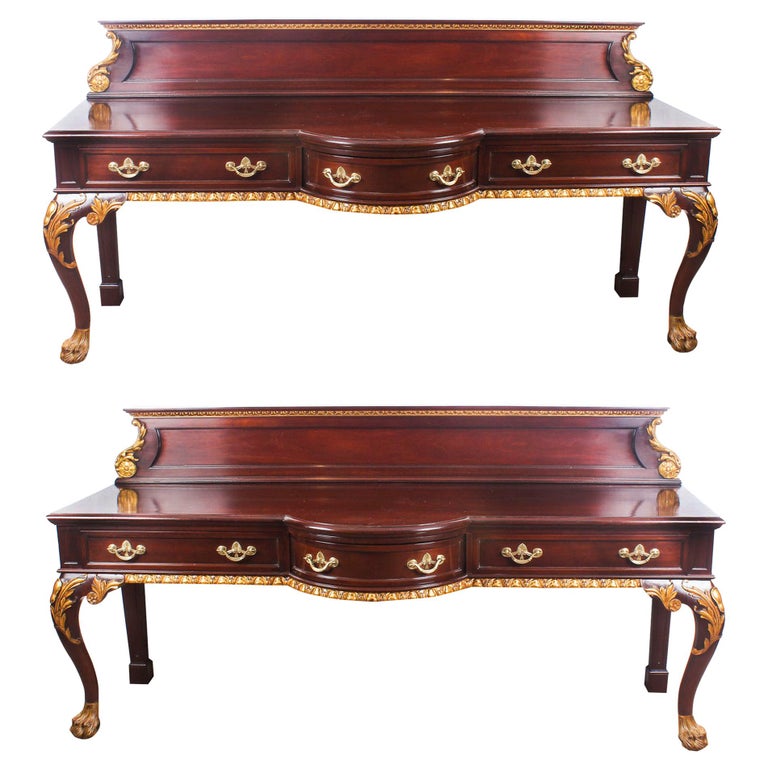 Antique Pair of Mahogany and Gilt Serving Tables, 19th Century For Sale ...