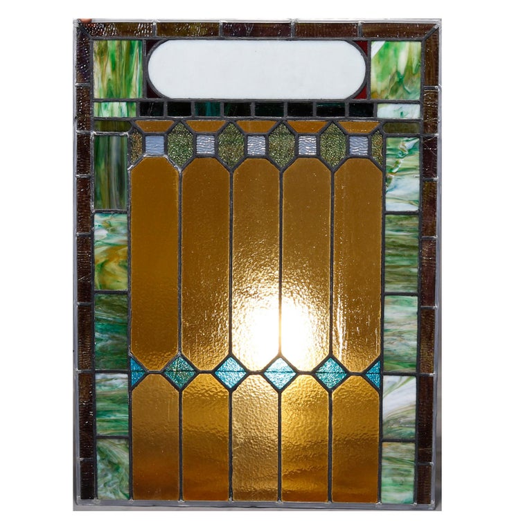 Antique Pair of Leaded Stained and Slag Glass Windows, 19th Century at ...