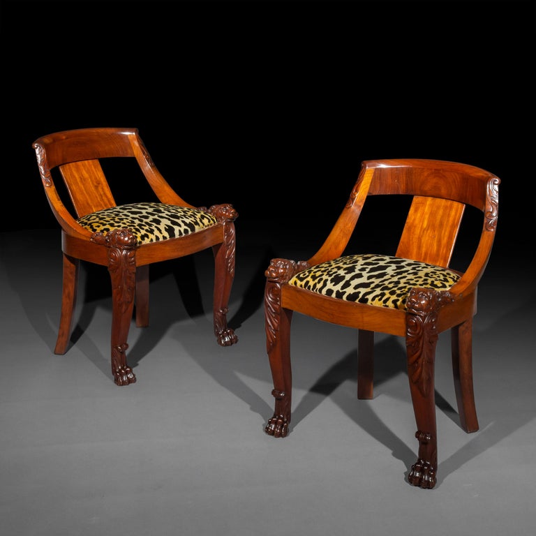Antique Pair of Lions Head Tub Chairs at 1stDibs