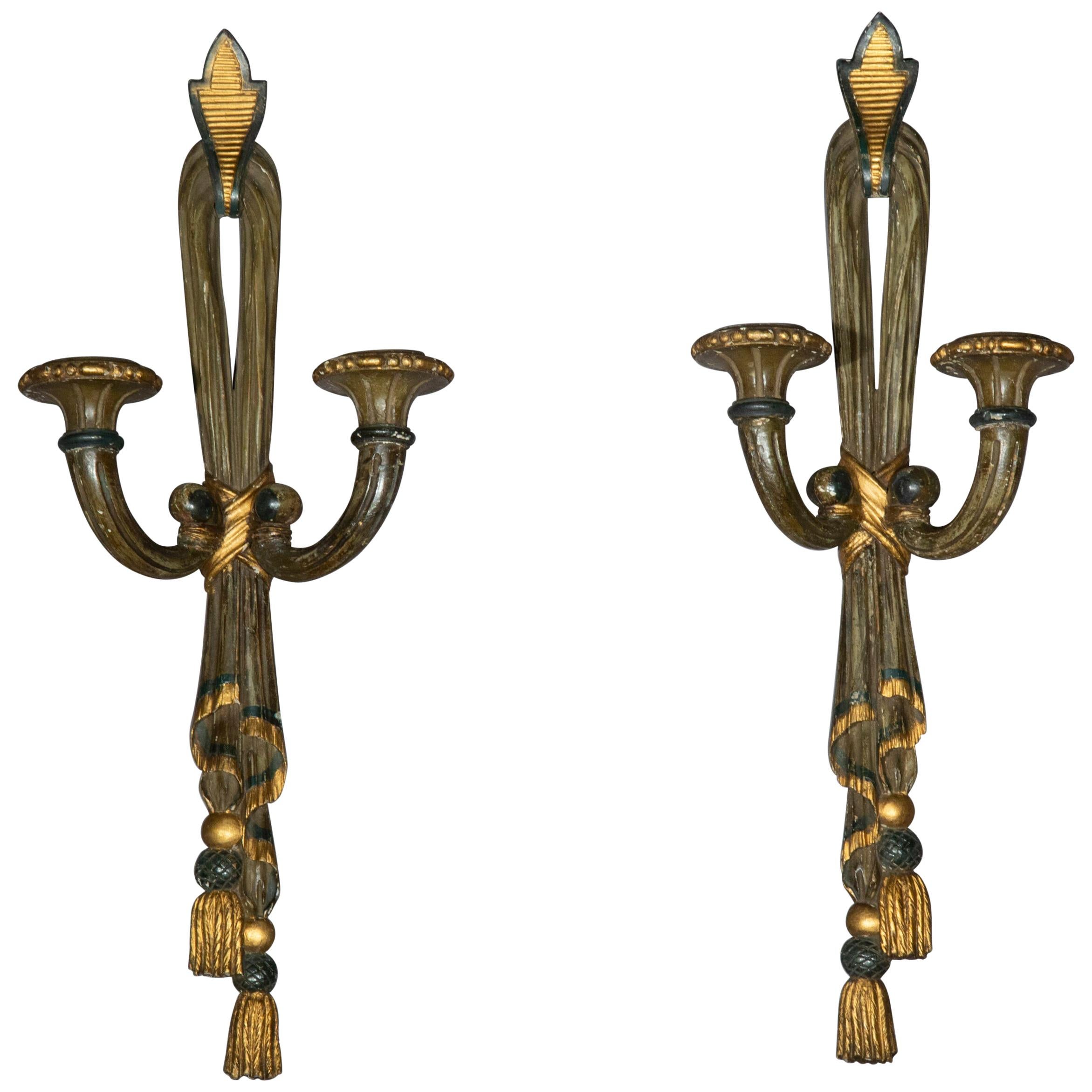 Antique Pair Ormolu Sevres Porcelain 2 Branch Wall Lights Sconces 19th ...