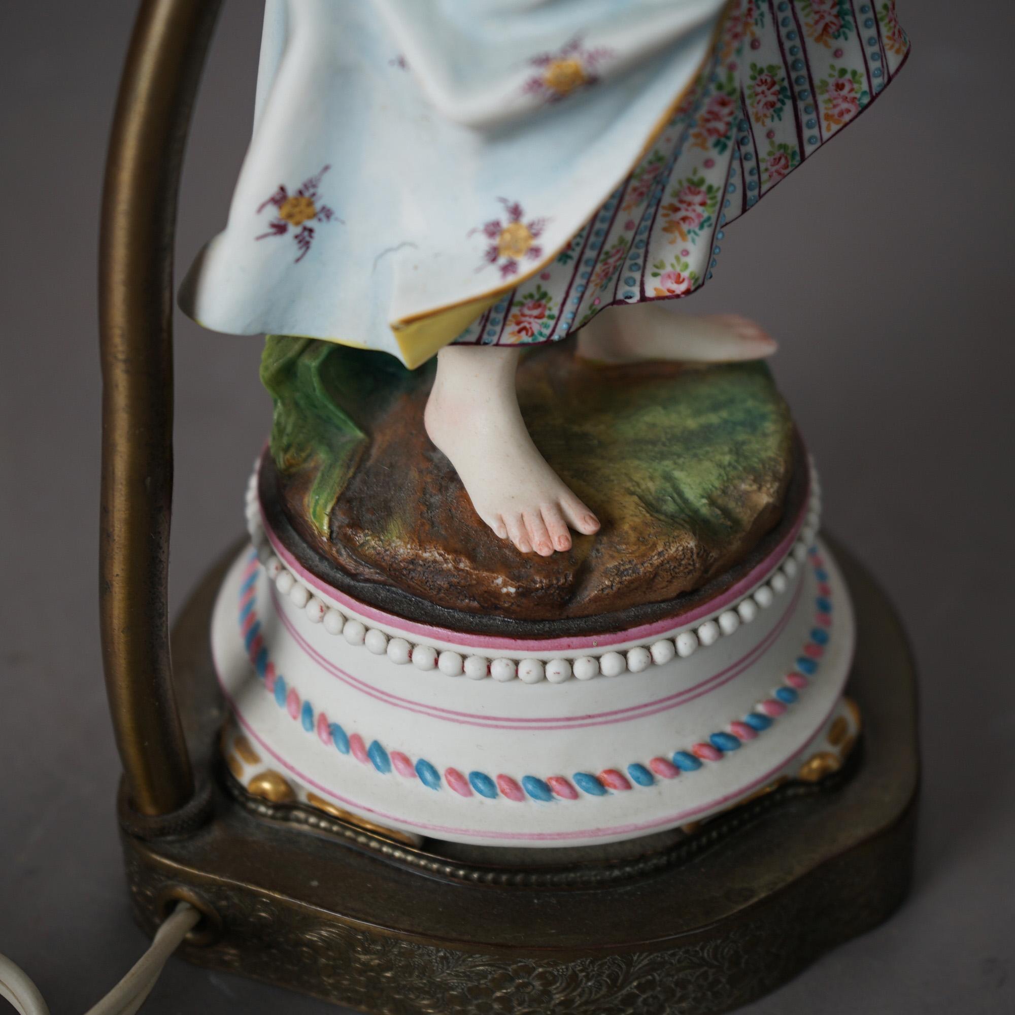 Antique Pair of Porcelain Bisque Figural Boudoir Lamps circa 1900 For ...