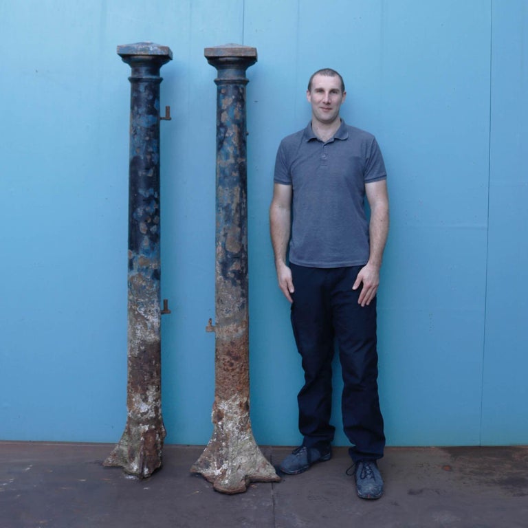 Antique Pair of Reclaimed Iron Gate Posts For Sale at 1stDibs