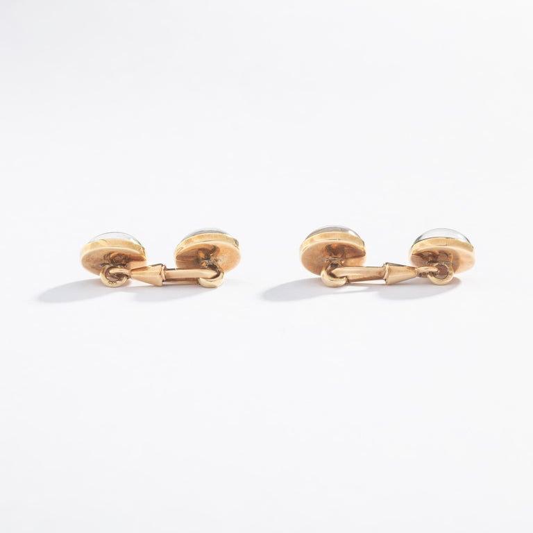 Antique Pair of Rock Crystal Gold Hunting Motifs Cufflinks For Sale at ...