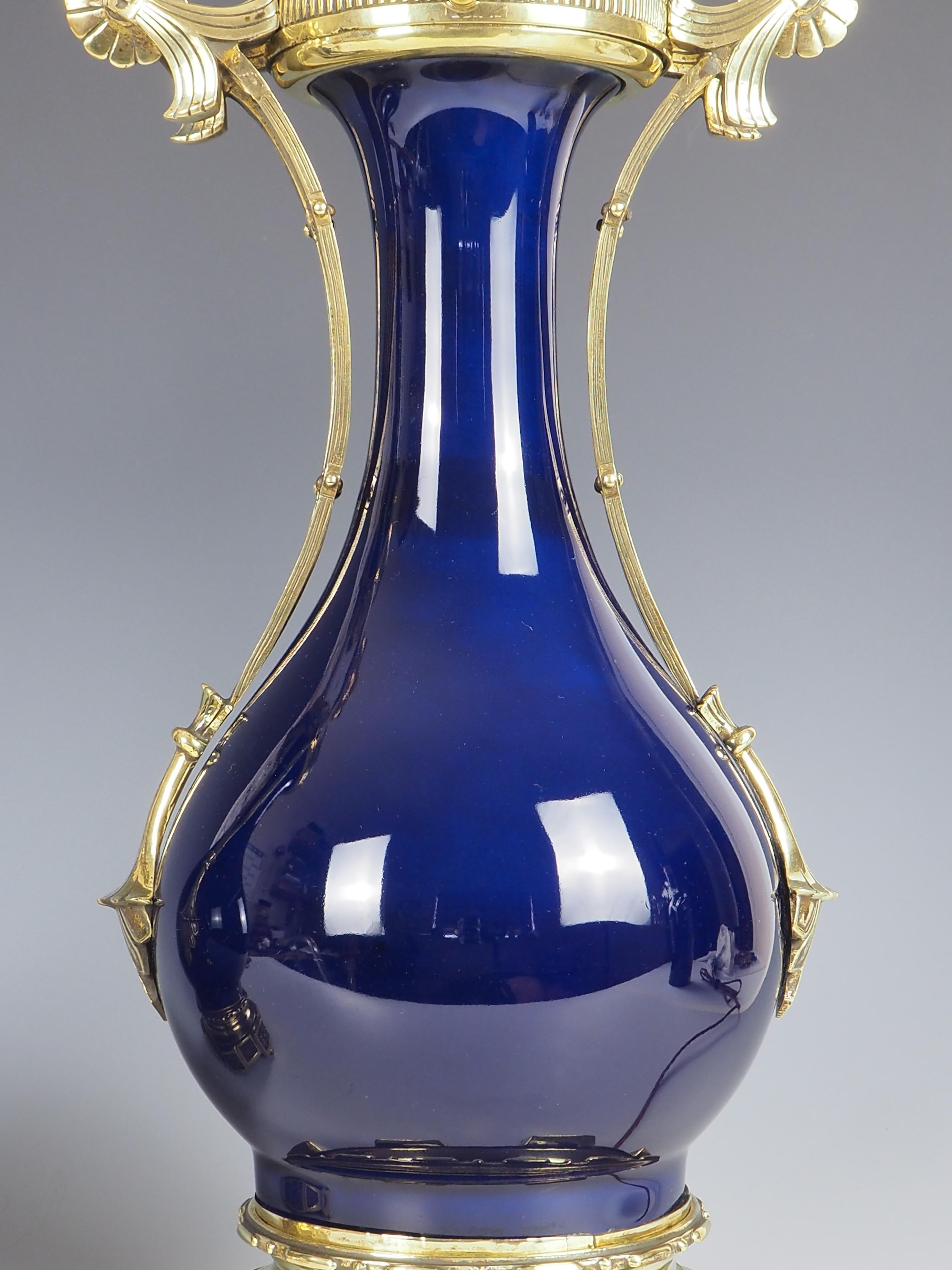 Antique Pair of Royal Blue French Napoleon III Porcelain Table Lamps ...