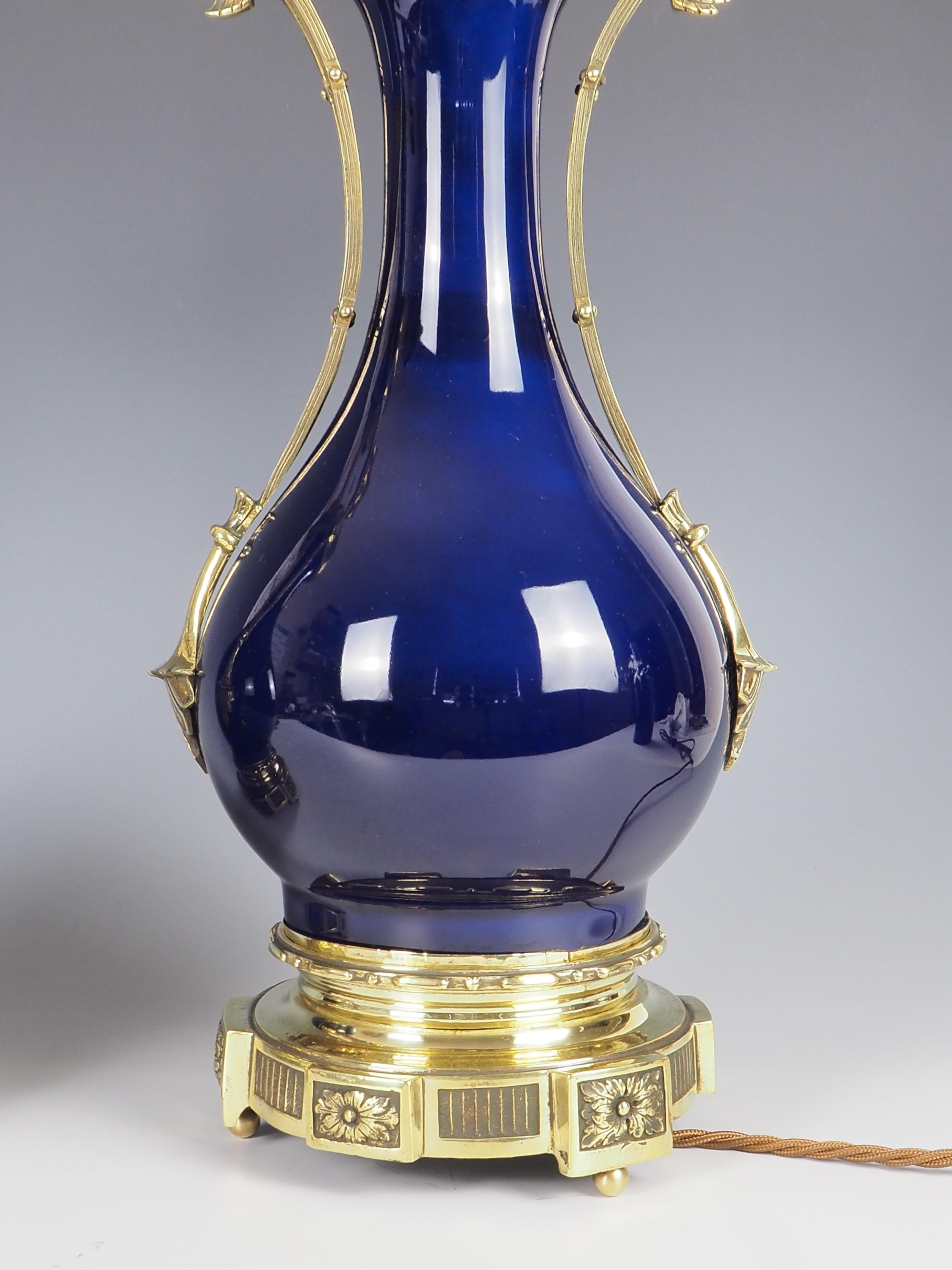Antique Pair of Royal Blue French Napoleon III Porcelain Table Lamps ...