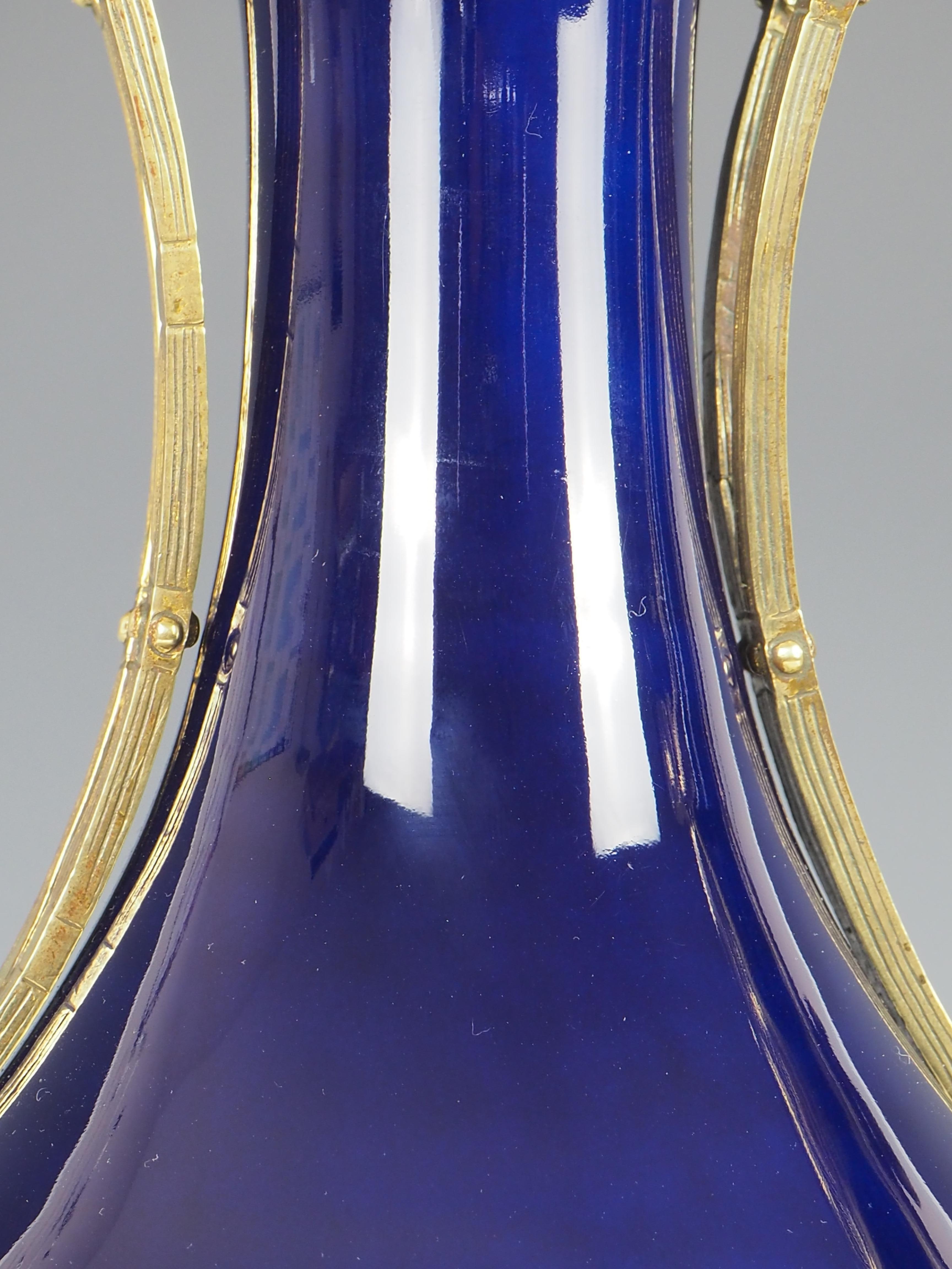 Antique Pair of Royal Blue French Napoleon III Porcelain Table Lamps ...