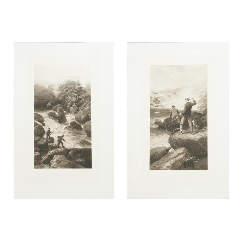Antique Pair of Salmon Fishing Engravings by George Earl For Sale at ...