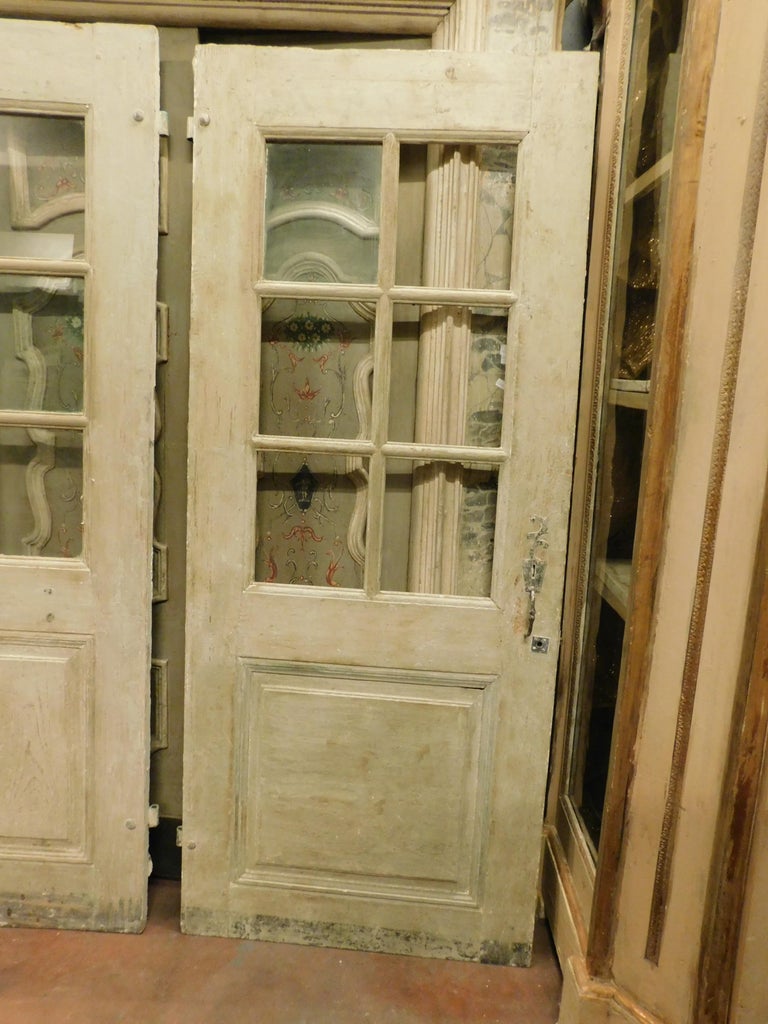 Antique Pair of Single Green Lacquered Glass Doors, 18th Century, Italy ...