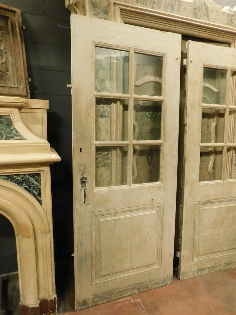 Antique Pair of Single Green Lacquered Glass Doors, 18th Century, Italy ...