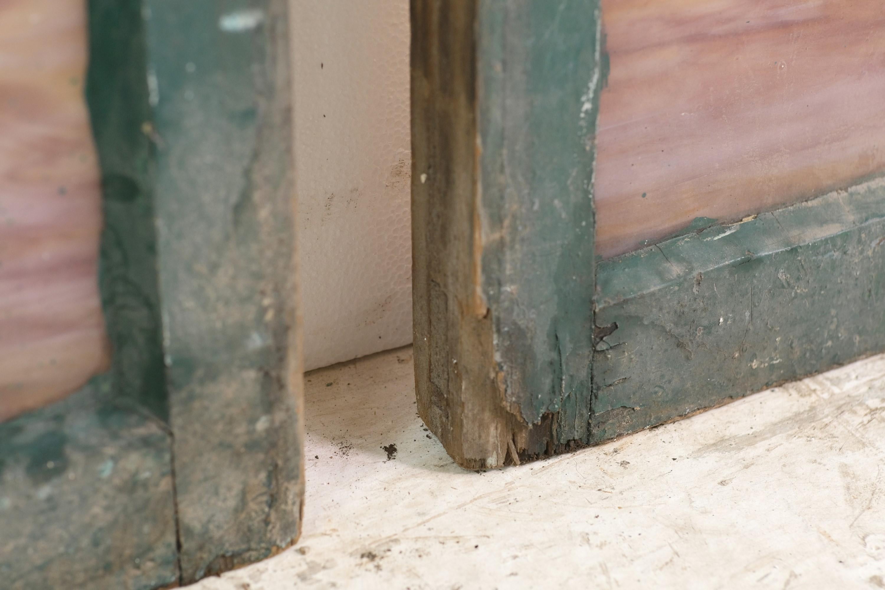 Antique Pair Slag Glass Windows Warm Multi-Colored Tones For Sale at ...