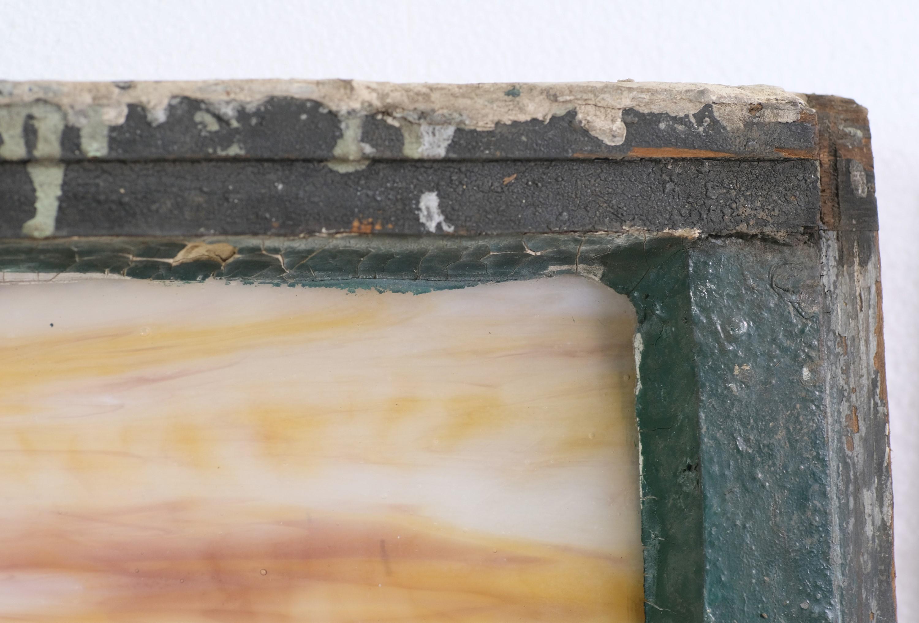 Antique Pair Slag Glass Windows Warm Multi-Colored Tones For Sale at ...